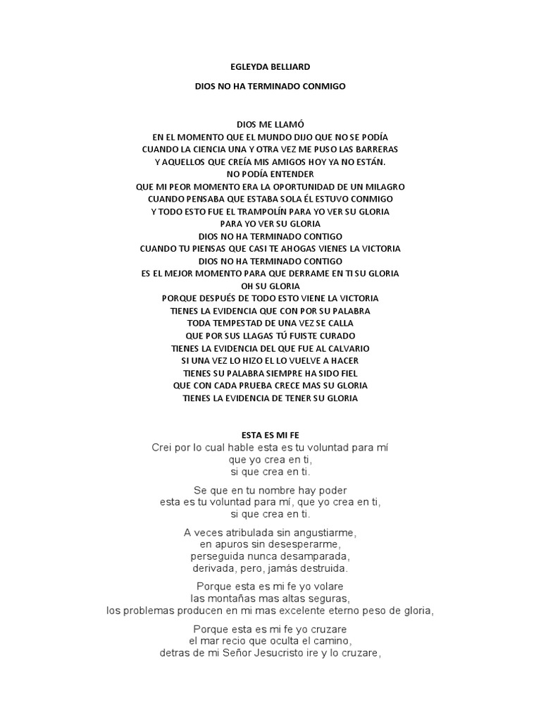 Cancion Dios No Ha Terminado Contigo | PDF