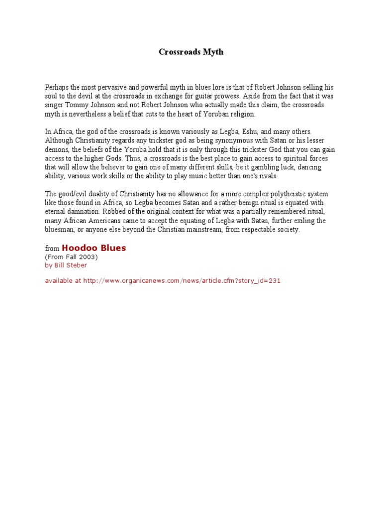 Crossroads Myth | PDF