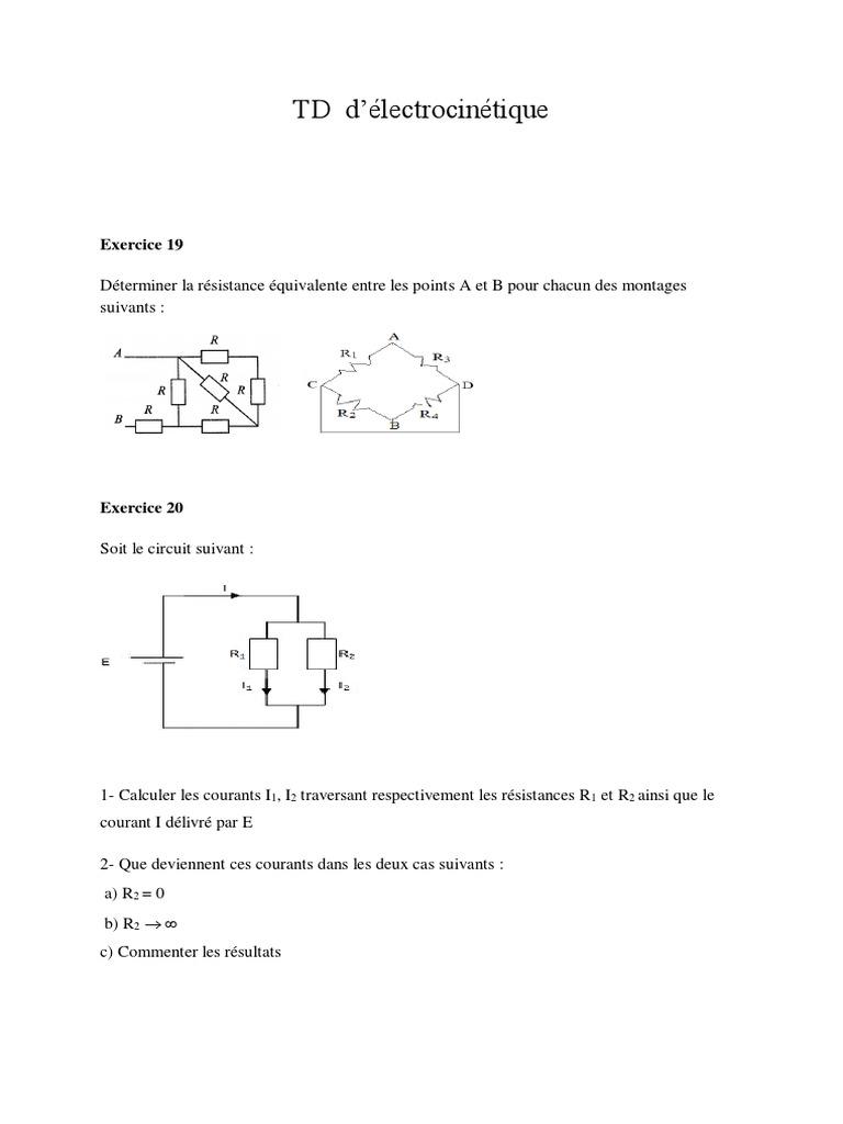 SMPC 22 TD Electrocinetique | PDF