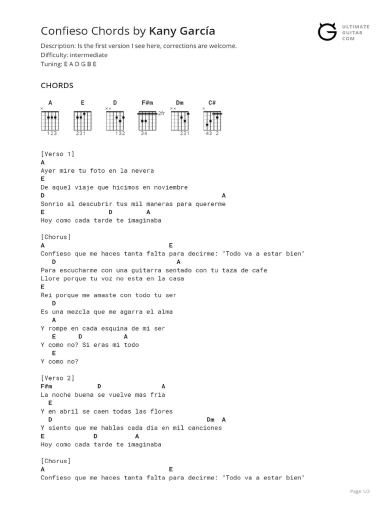 Confieso Chords PDF | PDF