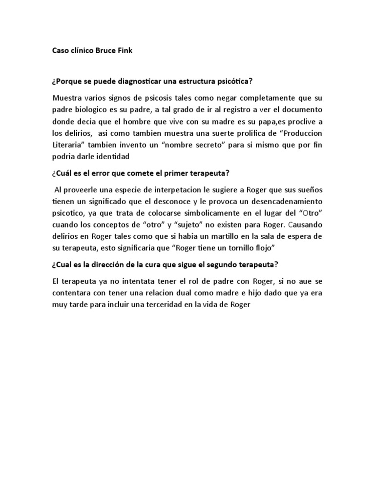 Caso Clinico Bruce Fink | PDF