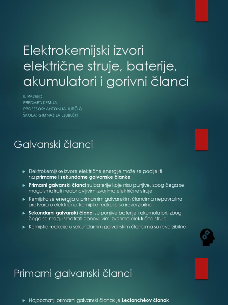 Elektrokemijski Izvori Struje PDF | PDF