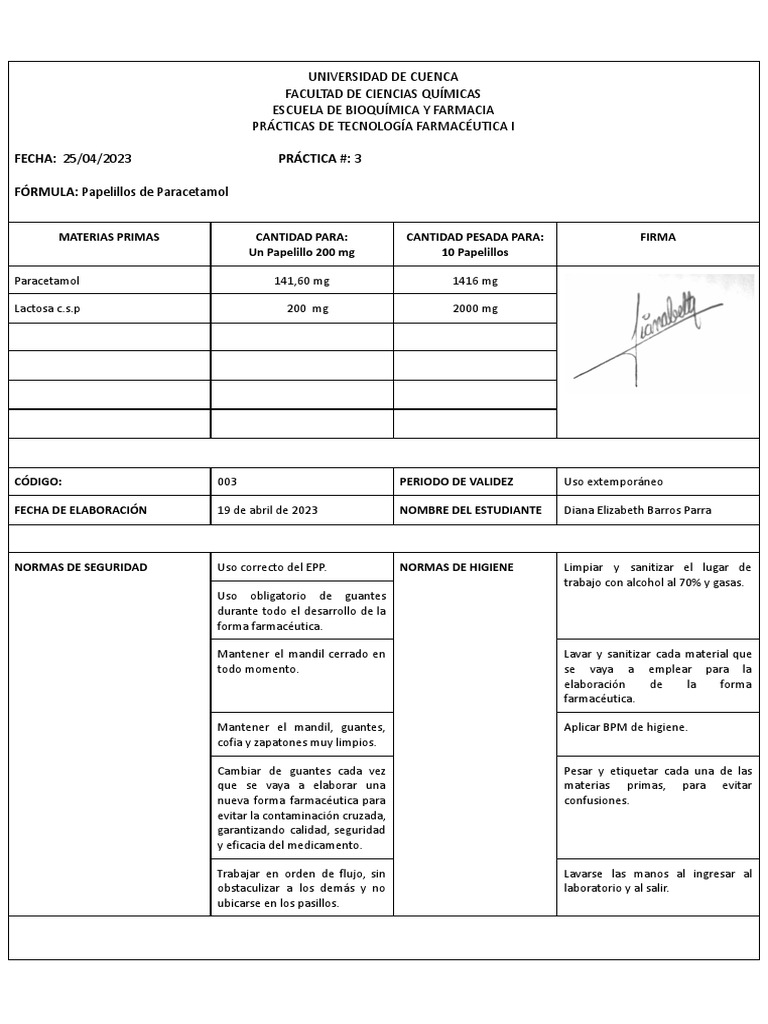 Formulacion Magistral de Papelillos | PDF | Farmacia | Medicina