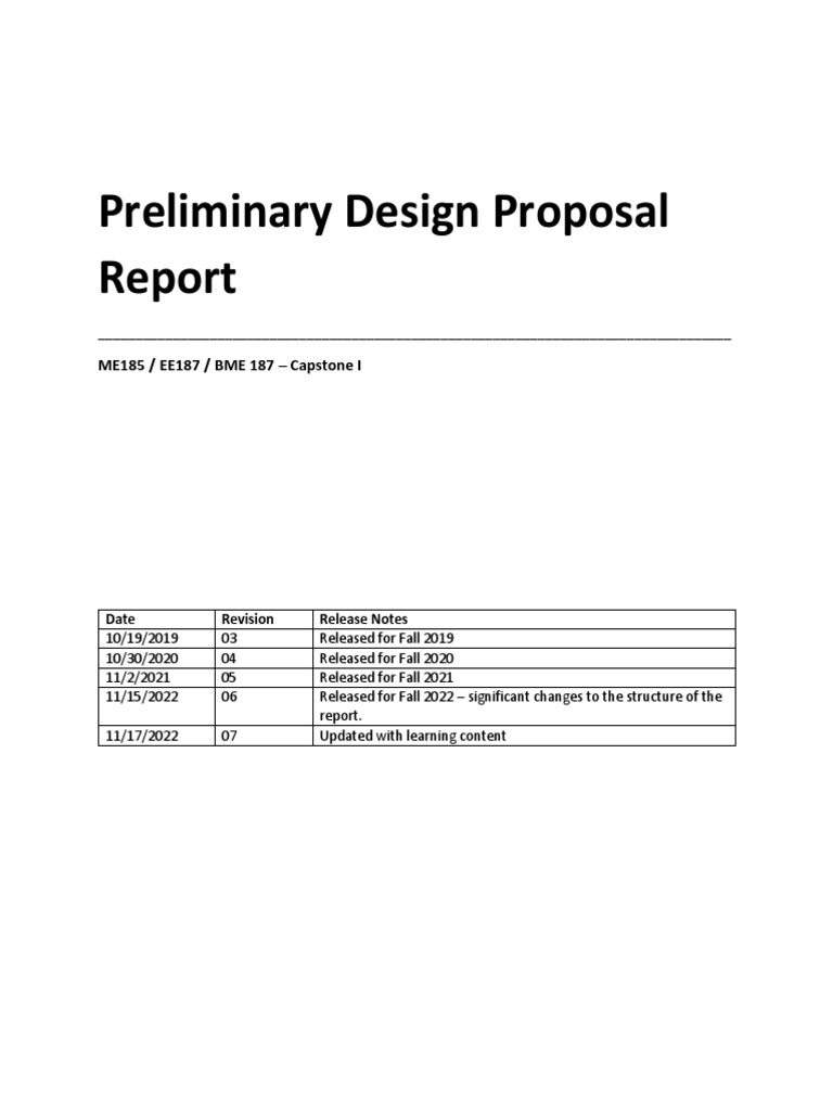 Deliverable - Preliminary Design Proposal Report r7. (1) | PDF | Design ...