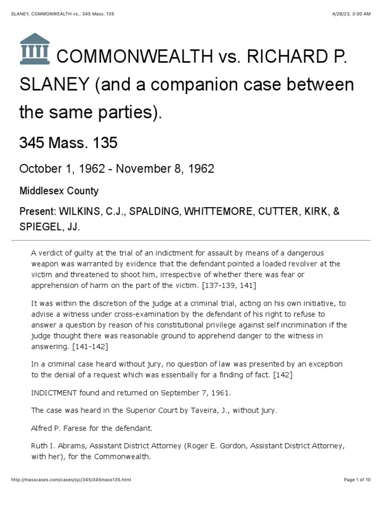 Commonwealth vs. Slaney PDF | PDF