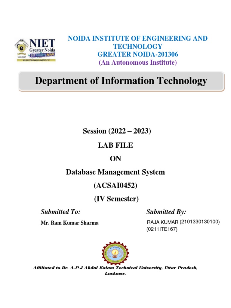 Dbms Lab File Pdf Pdf