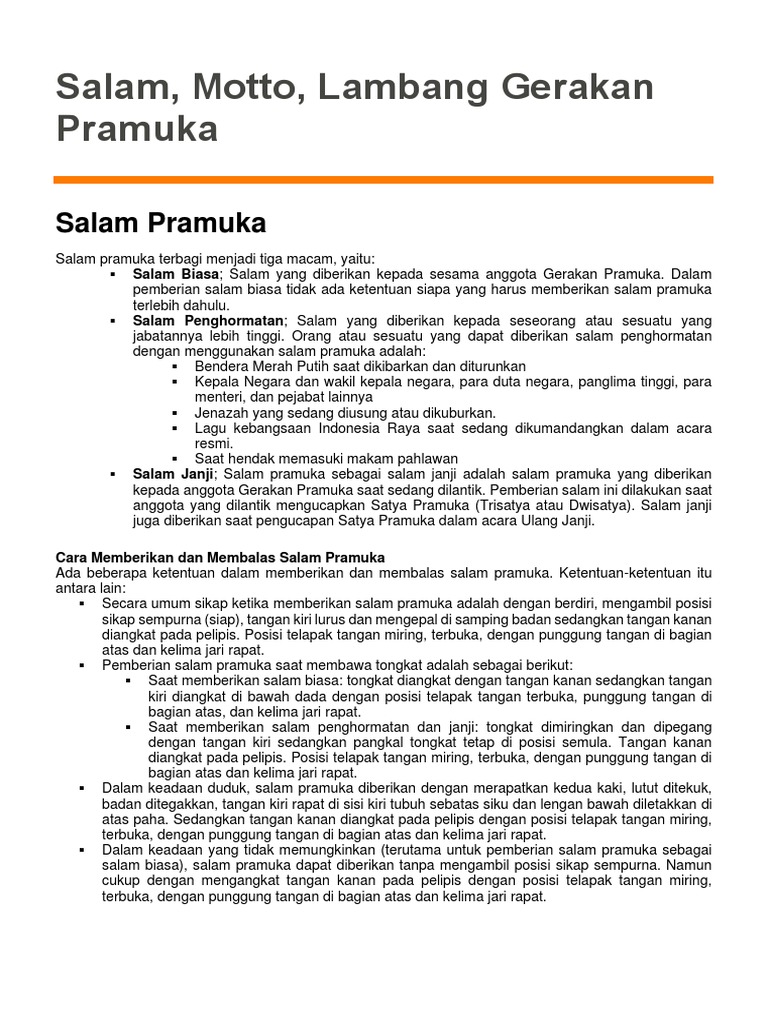 Salam, Motto, Lambang Pramuka | PDF