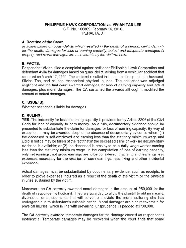 Determining Liability for Damages in a Quasi-Delict Case Involving a ...