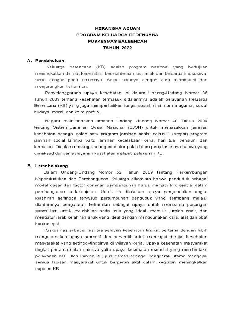 KAK - PROGRAM KB 2022 Baru | PDF