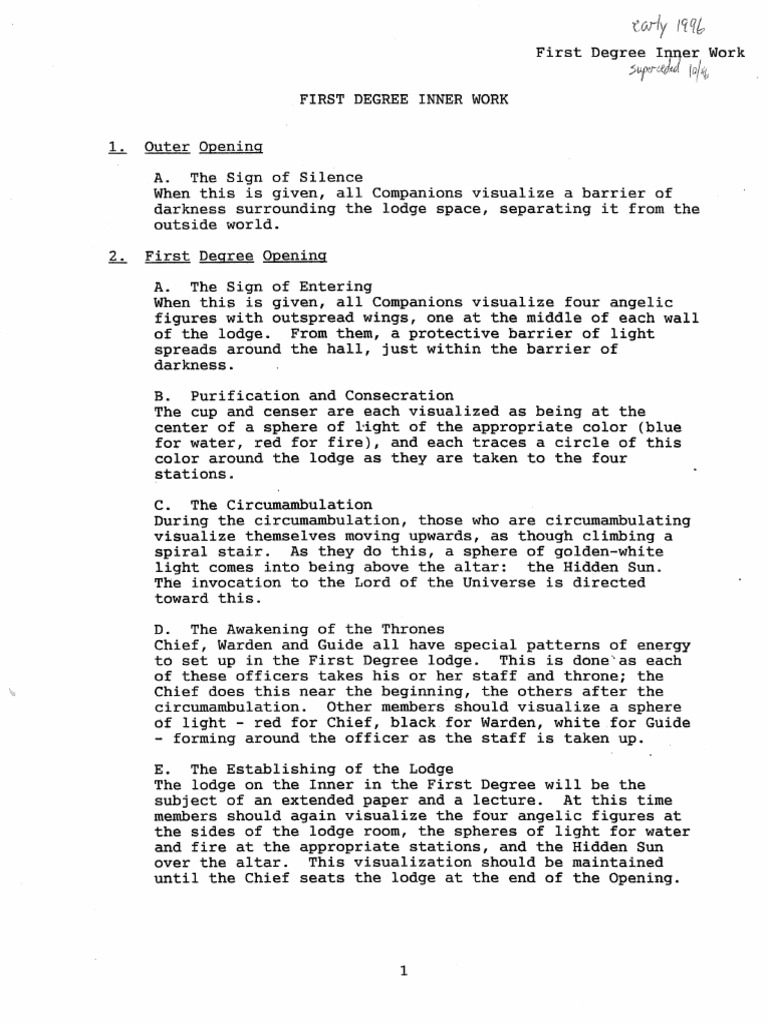 1996 First Degree Inner Work PDF | PDF