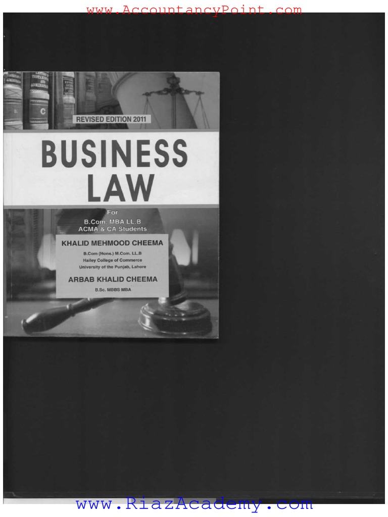 Business Law by Khalid Mehmood Cheema PDF | PDF