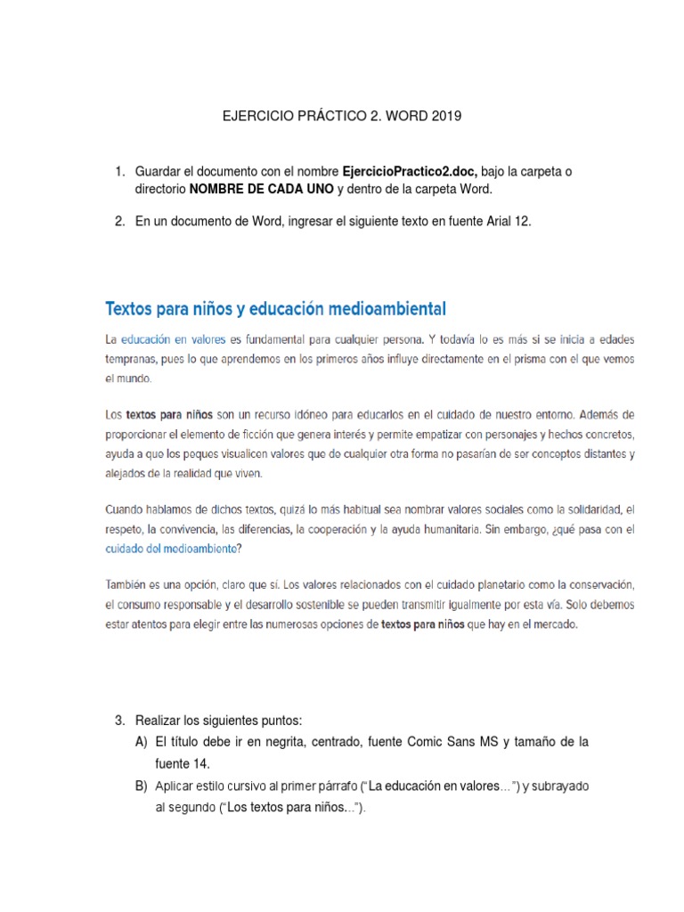 EJERCICIO PRÁCTICO 2. Word PDF | PDF