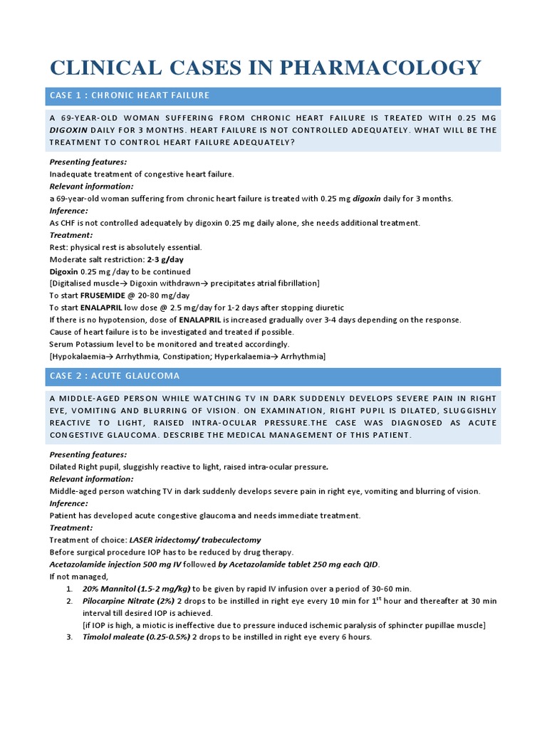Clinical Cases Pharmacology PDF | PDF | Heart Failure | Medical Specialties