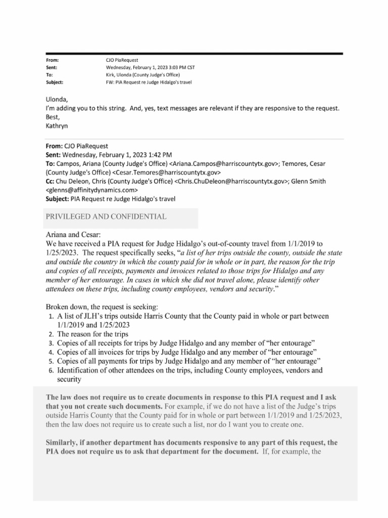 Harris County PIA Policy Email | PDF