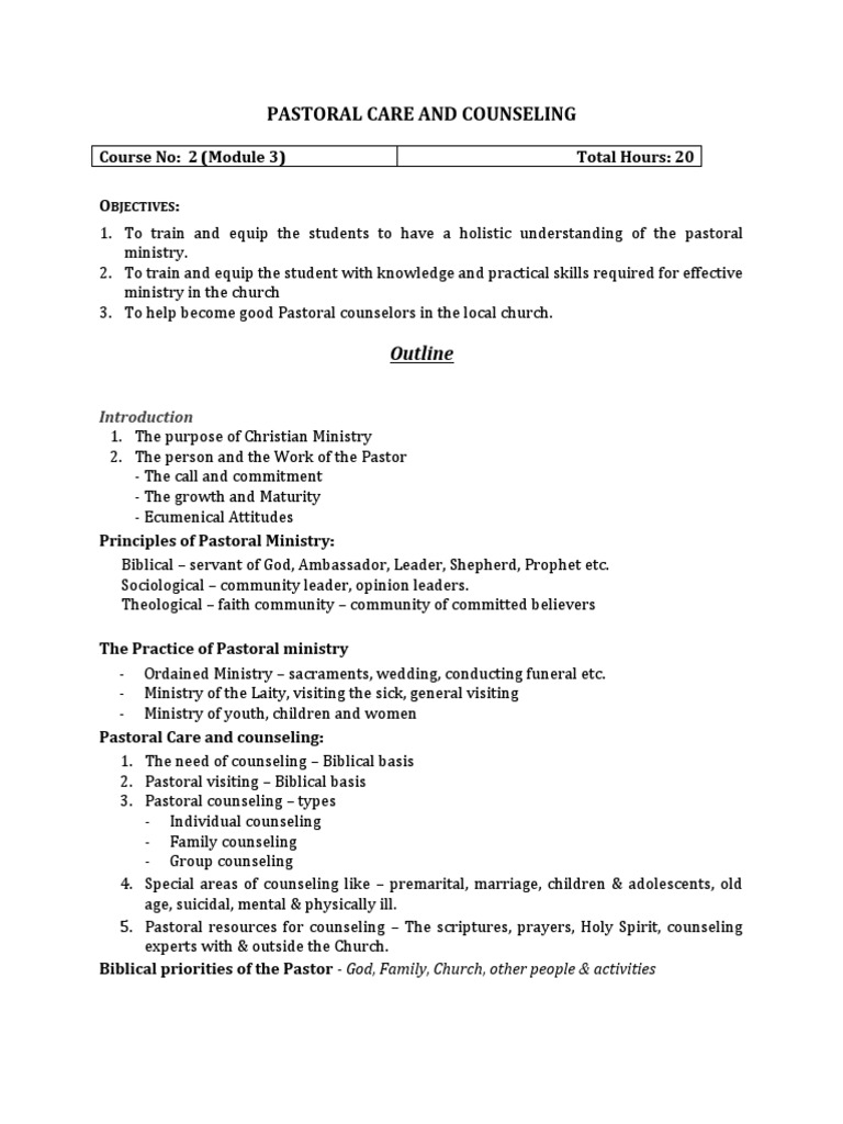 Pastoral Care and Counseling Training | PDF
