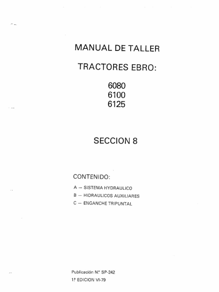 Manual Taller Elevador Ebro 6000 PDF | PDF