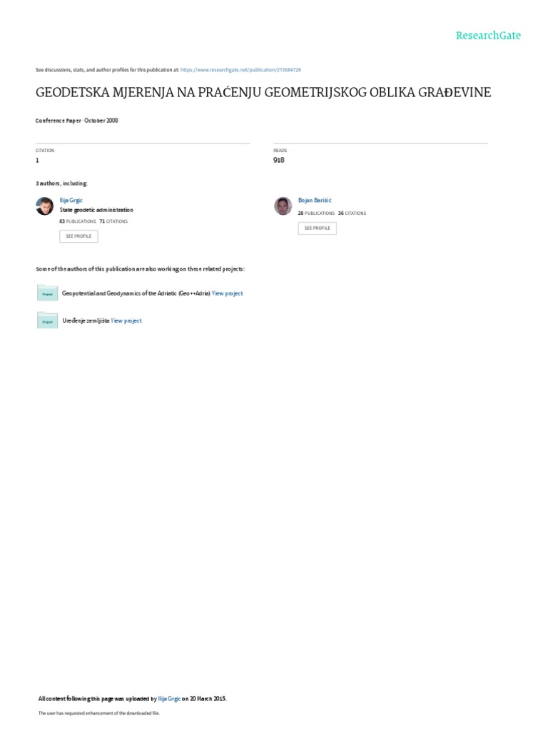 Geodetska Mjerenja Na Praćenju Geometrijskog Oblika Građevine | PDF