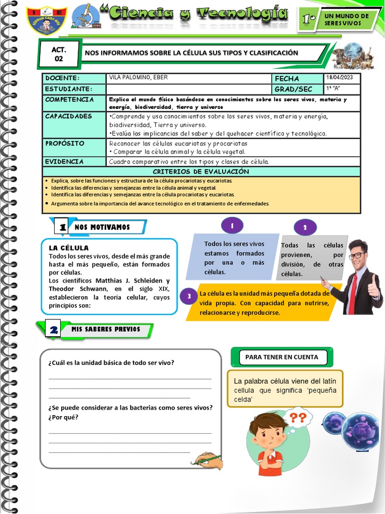 Act 2 Cyt Unid 1 - Sem 2 PDF | PDF | Biología Celular) | Plantas