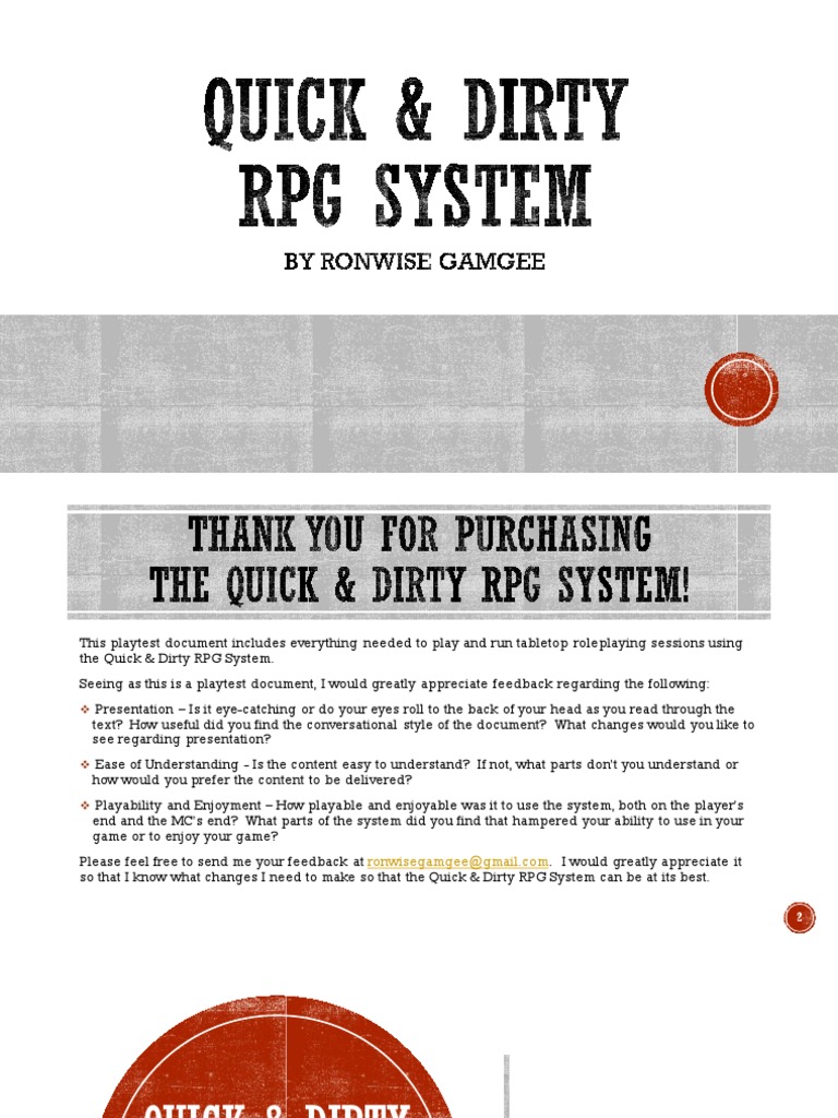 Quick & Dirty RPG System PDF | PDF