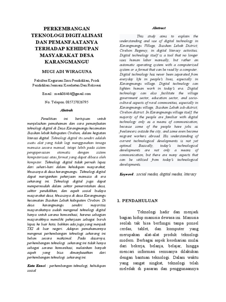 Artikel Ilmiah Mugi Adi Wiraguna Prodi PJKR | PDF