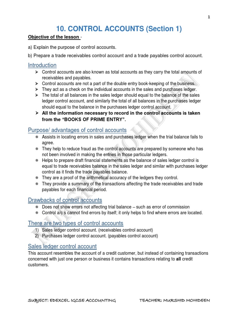 Control Accounts 1 PDF | PDF | Accounts Payable | Accounting