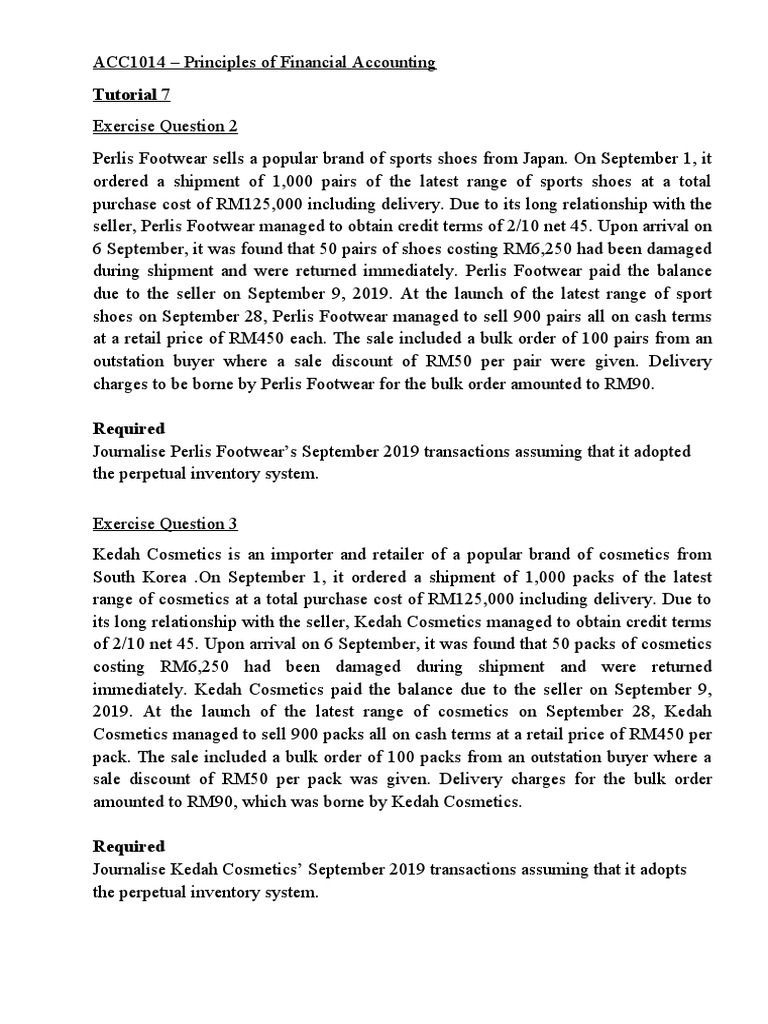 Tutorial 7 Questions | PDF | Debits And Credits | Business