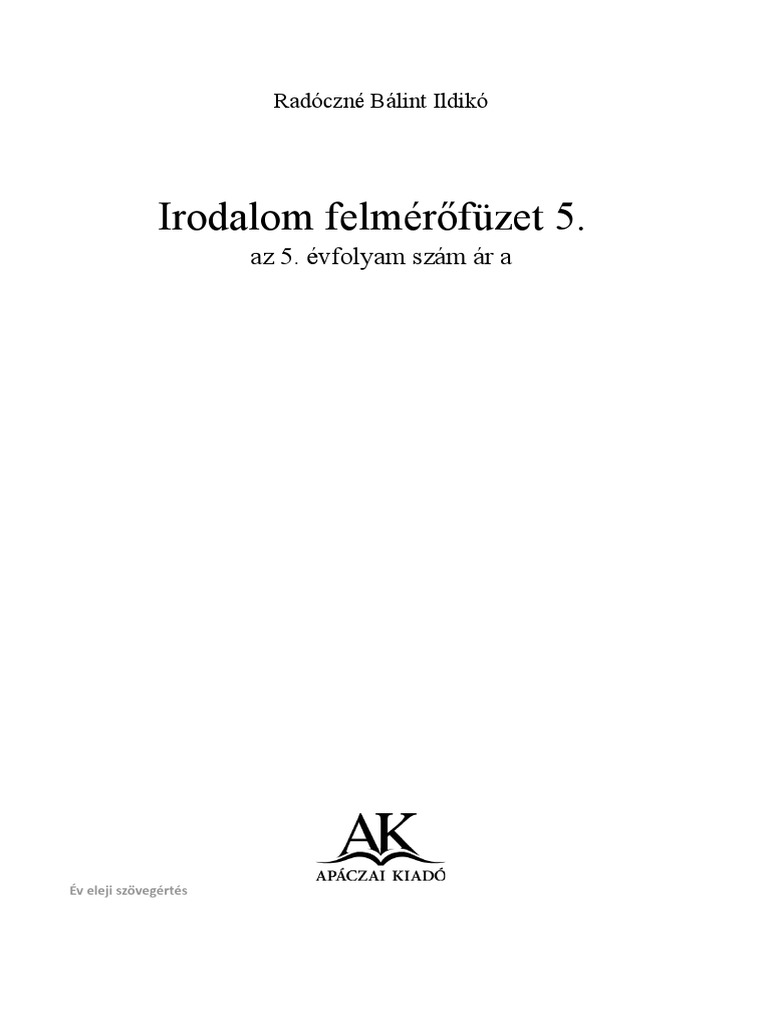 5 Oszt Irodalom Felmer | PDF
