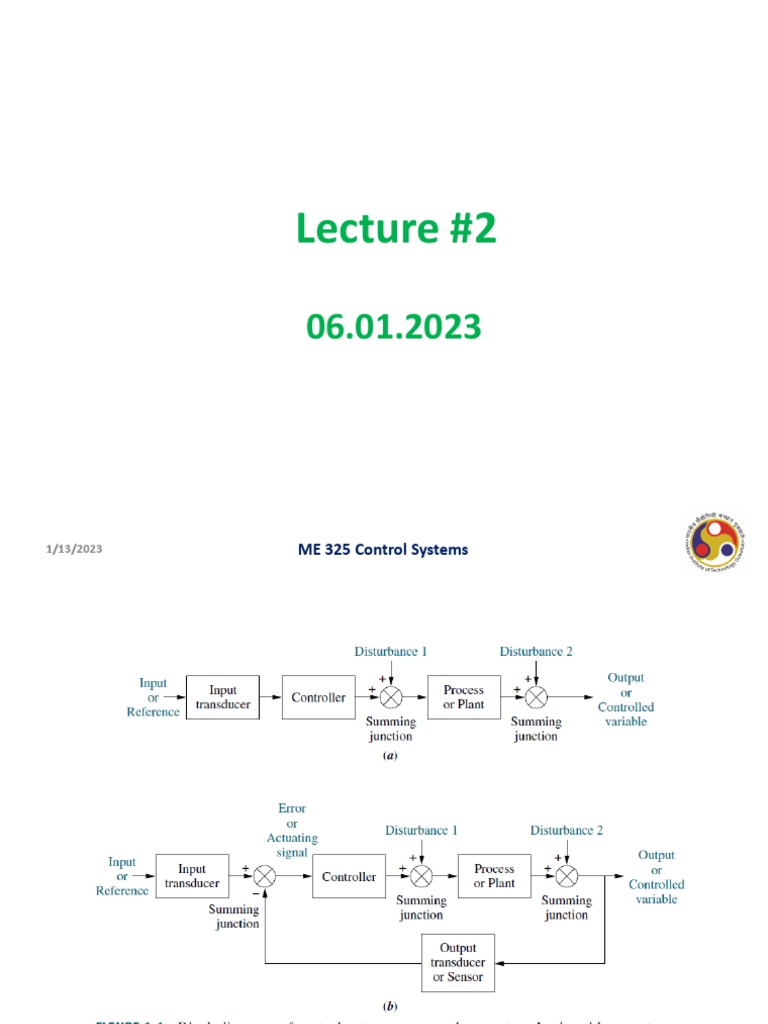 ME 325 ControlSystems Lecture 2 2023 PDF | PDF | Control Theory | Control System