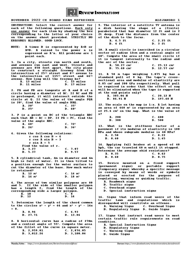 Alejandro 1 - Refresher MATH PDF | PDF