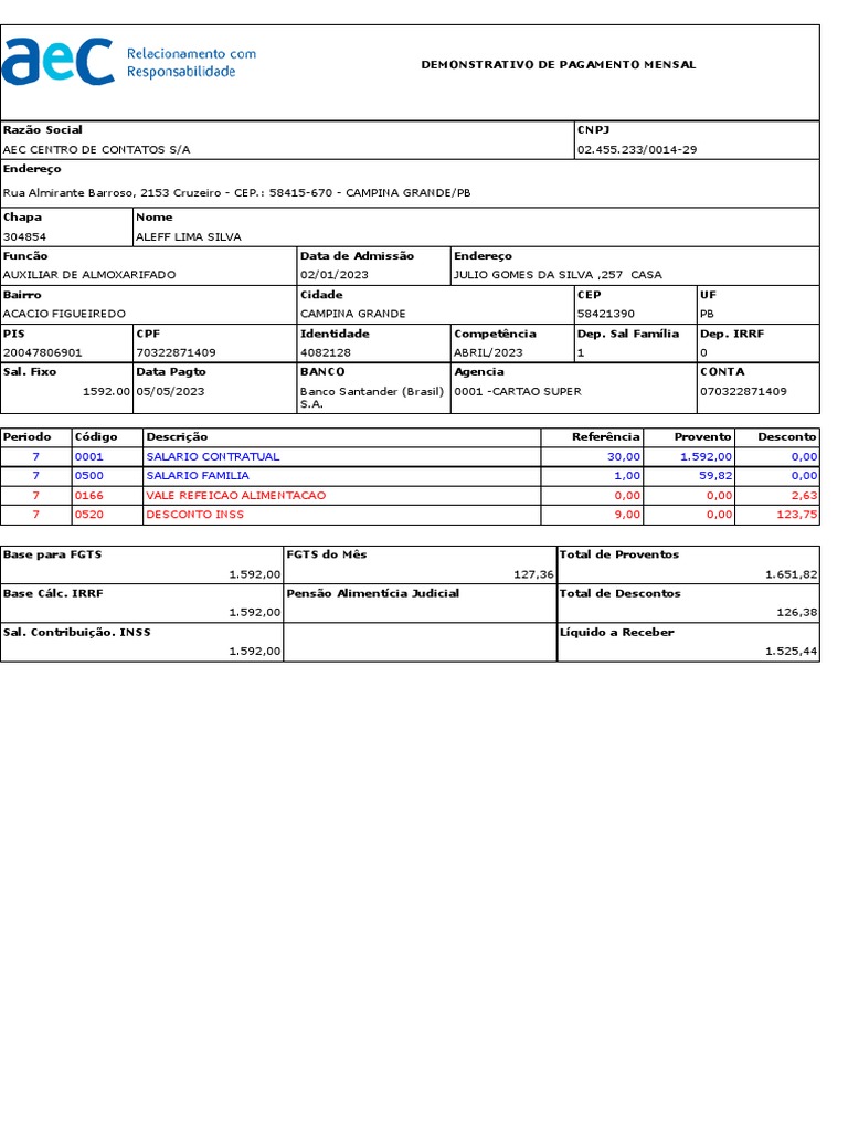 Contra-Cheque 2023-5 PDF | PDF