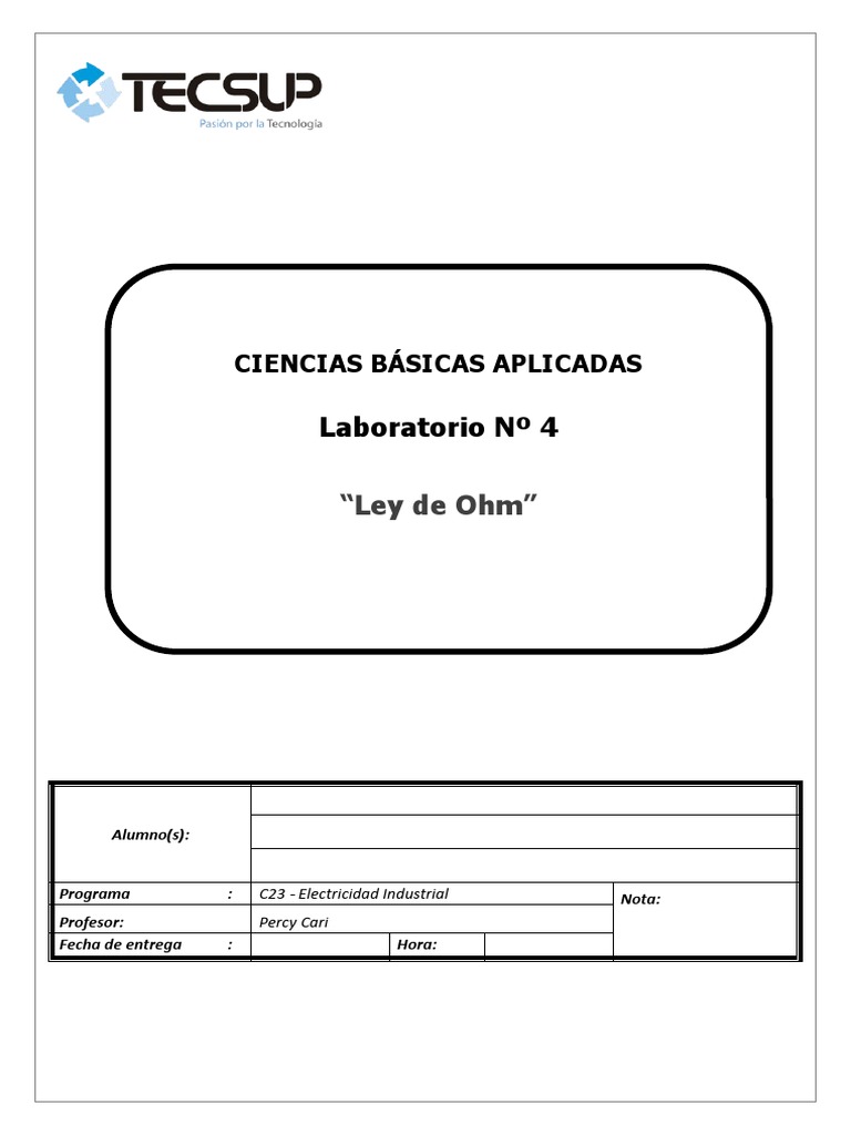 Lab04 Ley de Ohm 2023 | PDF | voltaje | Corriente eléctrica