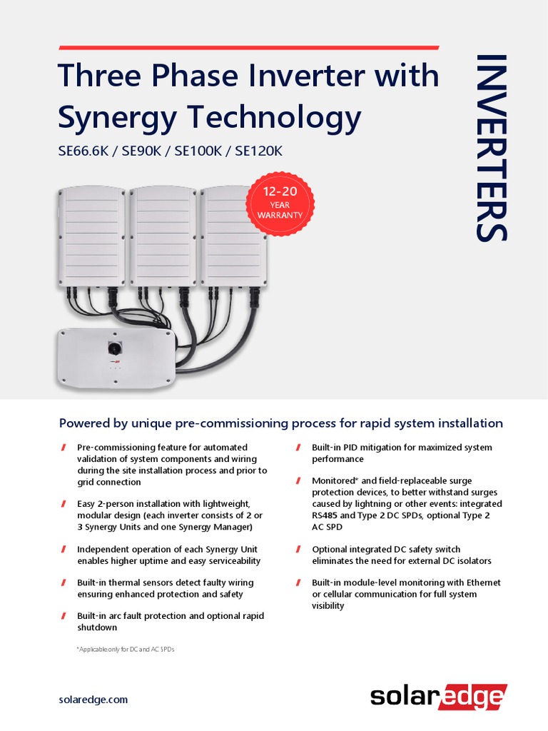 Se Three Phase Inverter With Synergy 400v 480v Datasheet Row | PDF