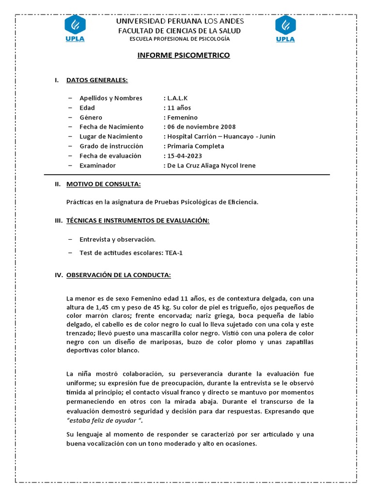 Informe TEA 1 | PDF