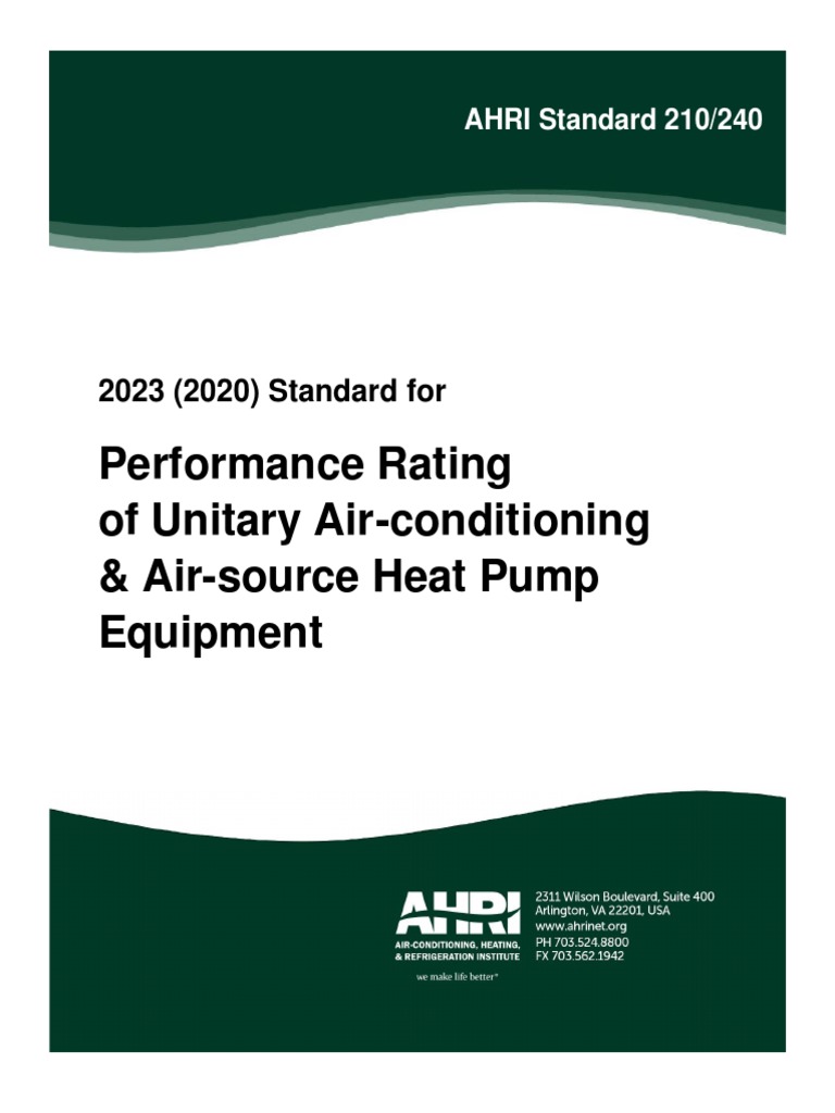 AHRI Standard 210.240-2023 (2020) PDF | PDF