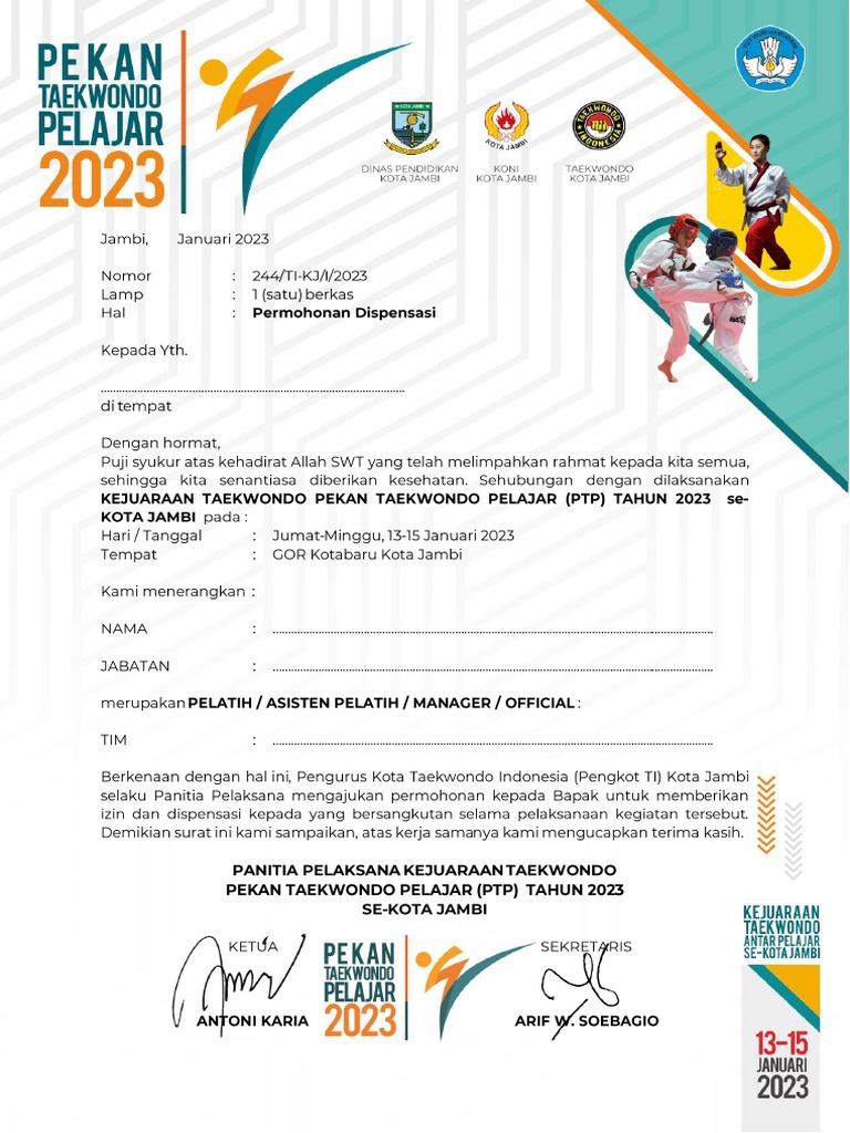 2023_Surat_244_Permohonan Dispensasi Official_PTP 2023.pdf | PDF