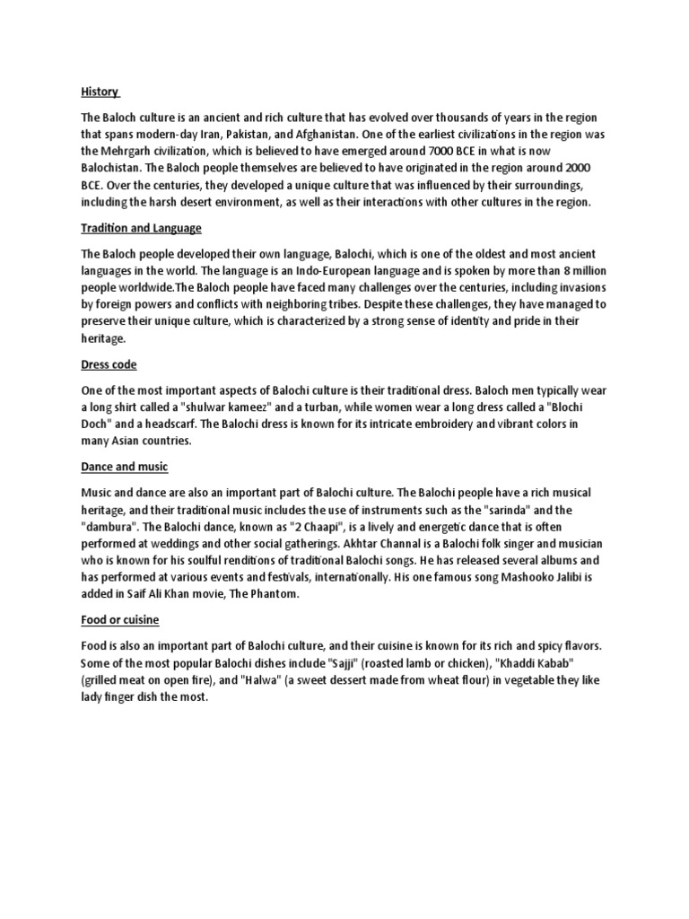 Baloch Culture | PDF