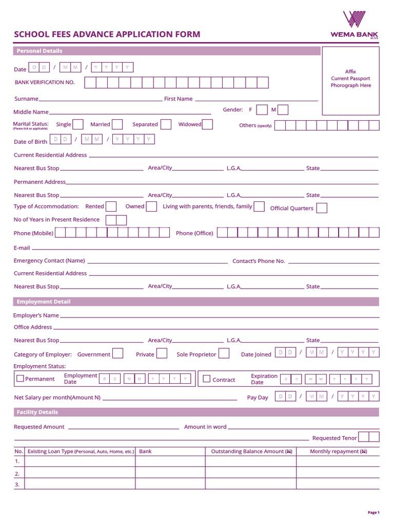 School-Fees-Advance-Application-Form-2019 | PDF | Banks | Loans