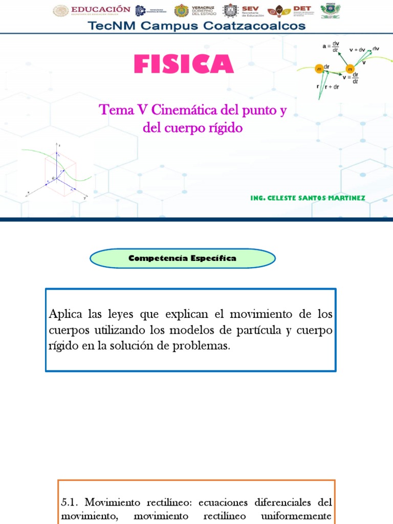 Tema V Cinemática de La Partícula y Del Cuerpo Rígido-Comprimido PDF | PDF | Velocidad | Aceleración