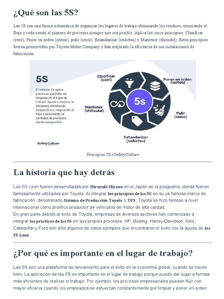 Qué son las 5S.docx | PDF | Lean Manufacturing | Factores humanos y ...