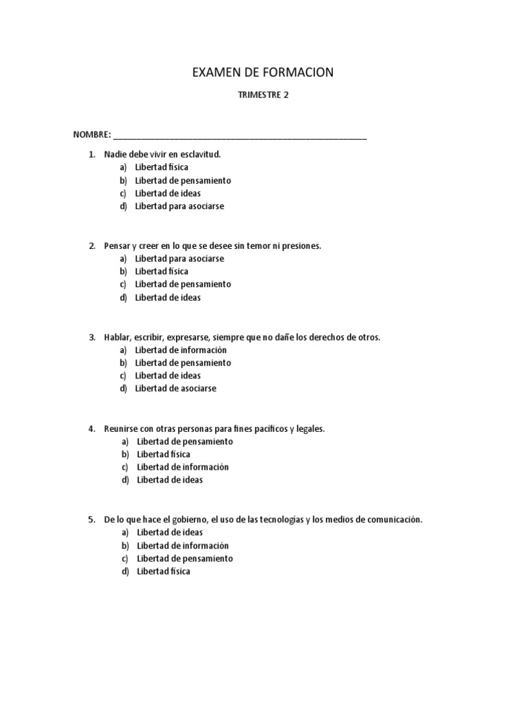 Examen de Formacion T.2 | PDF