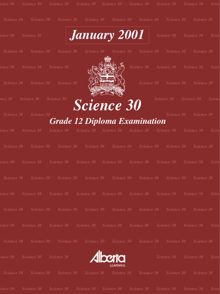 2001 January Science 30 Diploma With Answerkey PDF | PDF