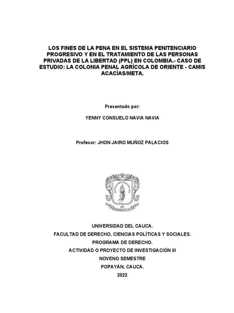 Proyecto de Investigacion - Yenny C. Navia | PDF