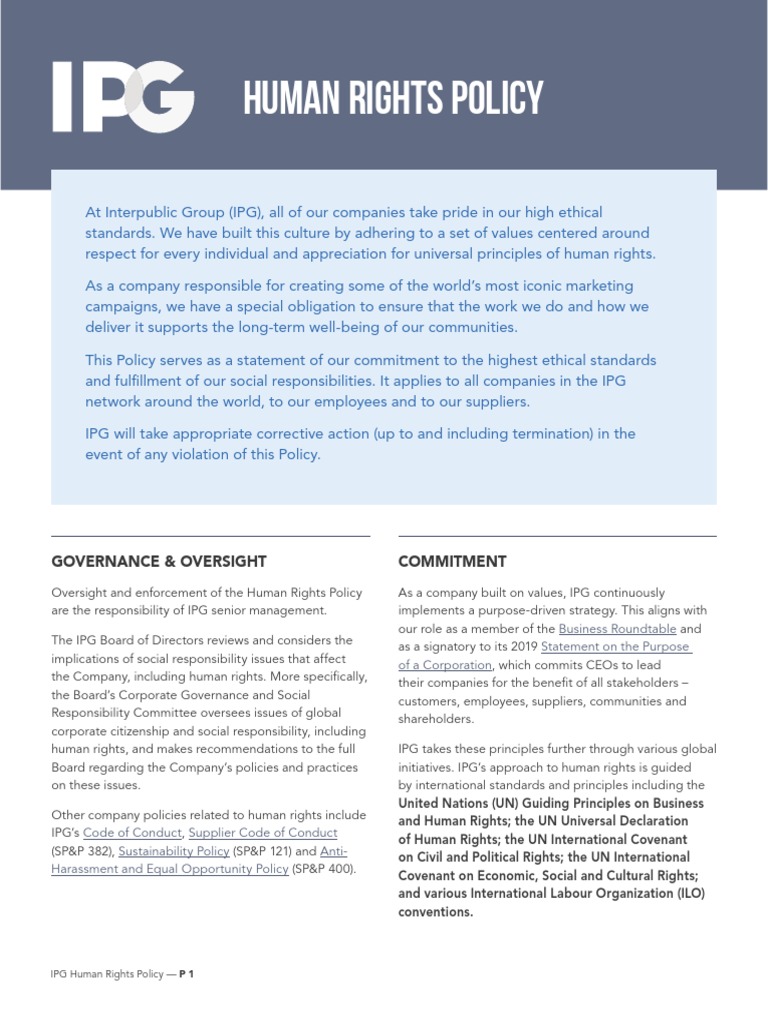 Human Rights Policy PDF | PDF