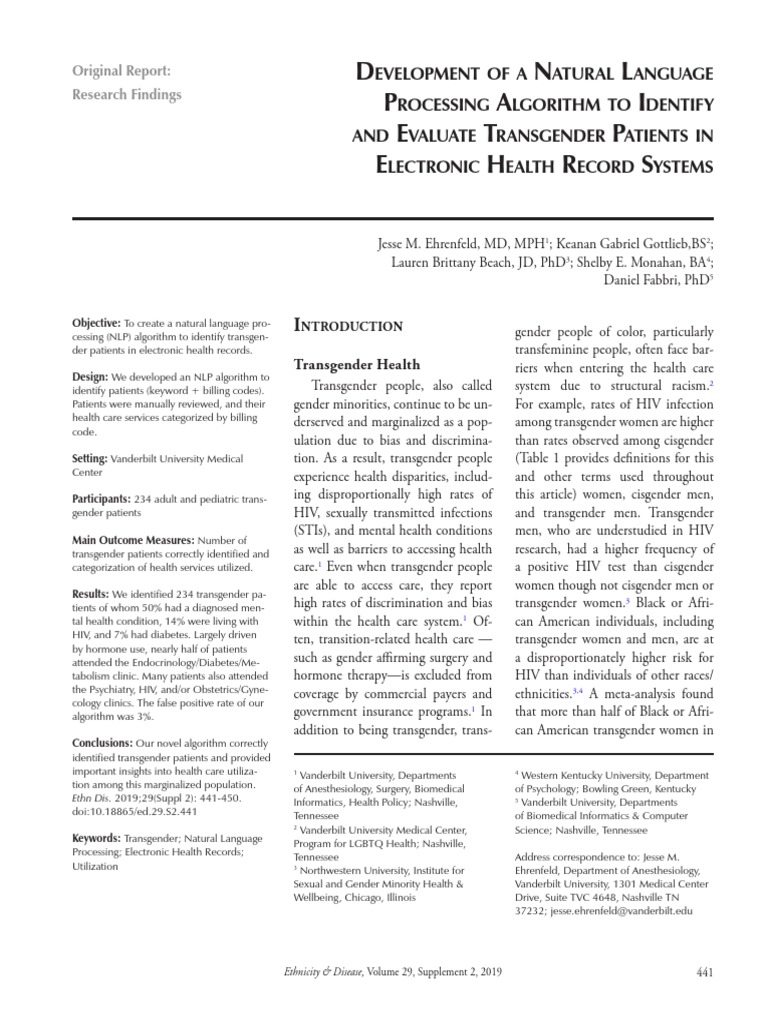 Development of A Natural Language Processing Algorithm To Identify A ... Development of A Natural Language Processing Algorithm To Identify A ...