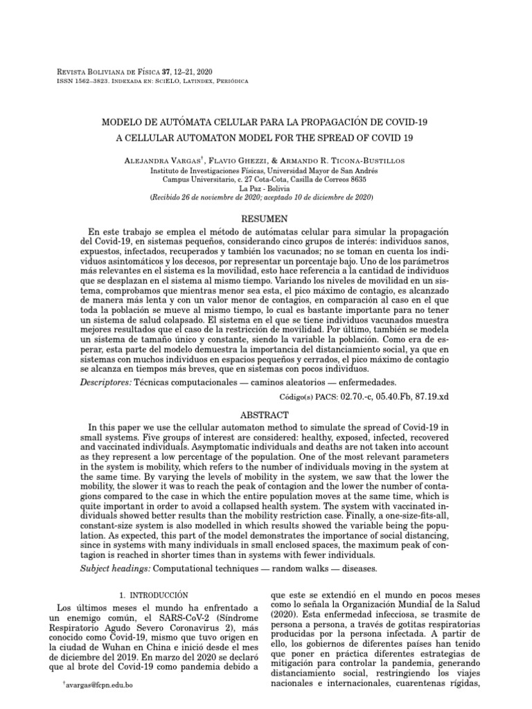 Modelo de Automata Celular para La Propagacion de Covid-19 PDF | PDF
