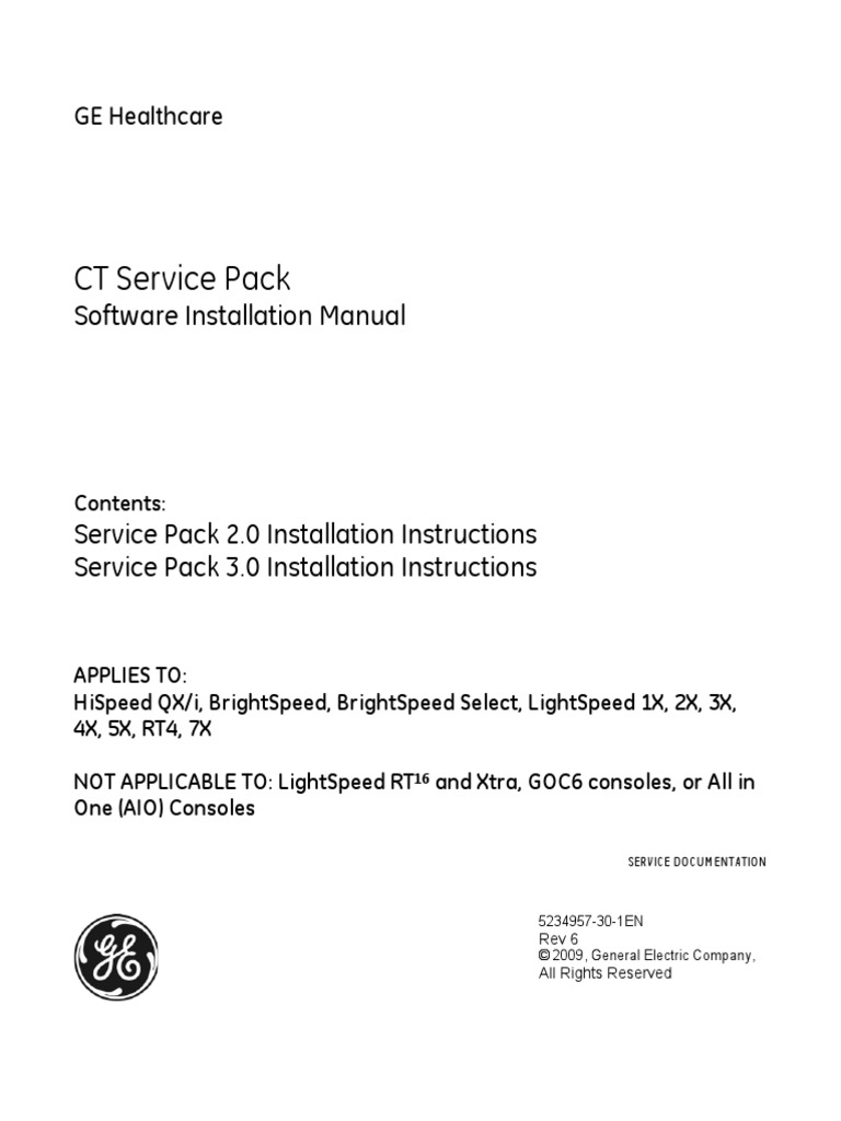 CT Service Pack Software Installation Manual | PDF