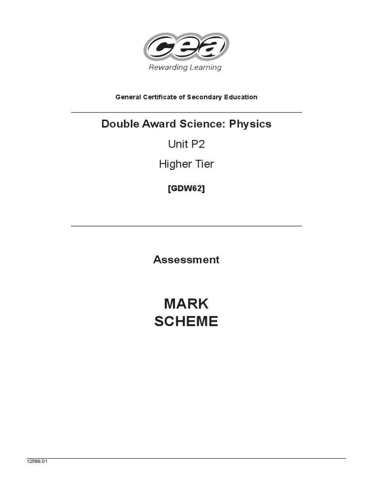 GCSE-Science Double Award-584-Summer2021-Higher Tier, Unit P2 - Physics-MS | PDF