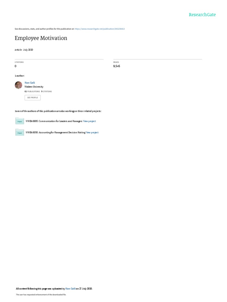 Employee Motivation | PDF