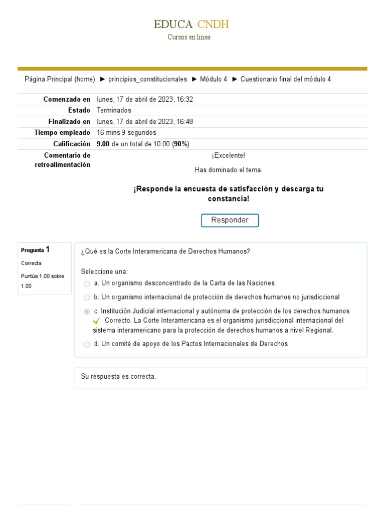 Cuestionario Derechos Humanos CNDH | PDF