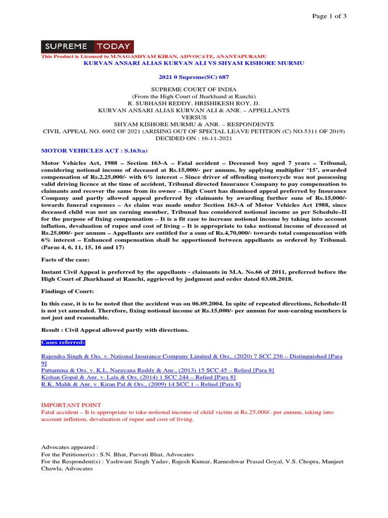Kurvan Ansari Alias Kurvan Ali VS Shyam Kishore Murmu PDF | PDF
